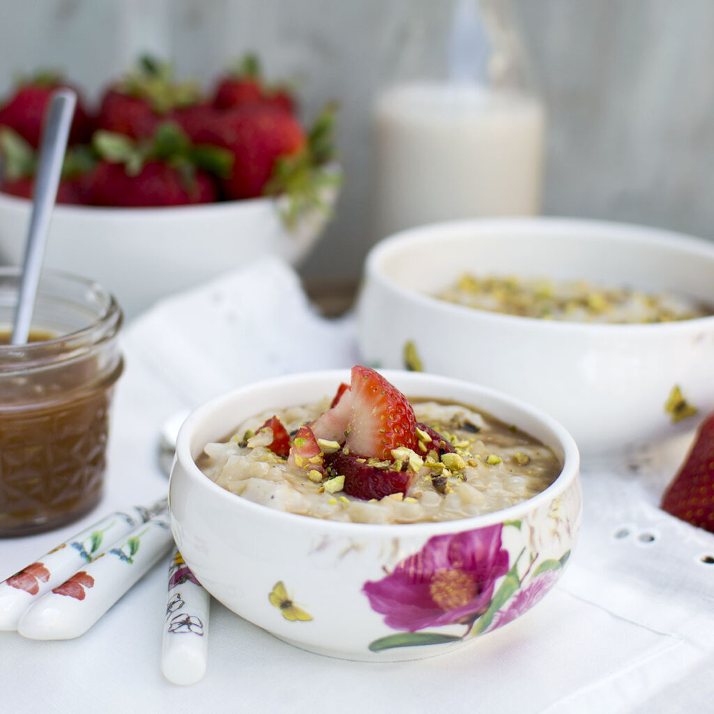 Almond Rice Pudding Recipe with Caramel Sauce | cookshideout