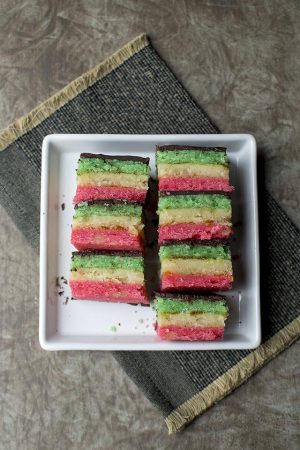 Italian Rainbow Cookies (Eggless Recipe) - Cook's Hideout